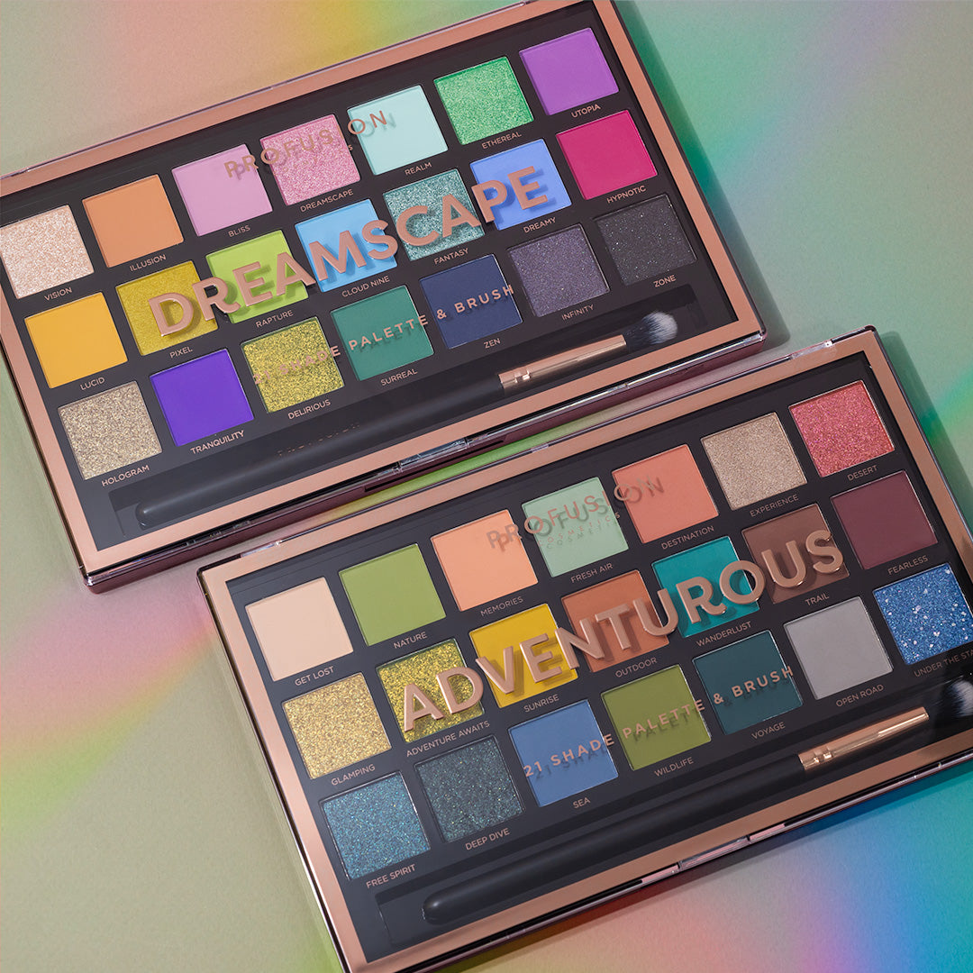 ADVENTUROUS | 21 SHADE PALETTE & BRUSH - Profusion Cosmetics UK