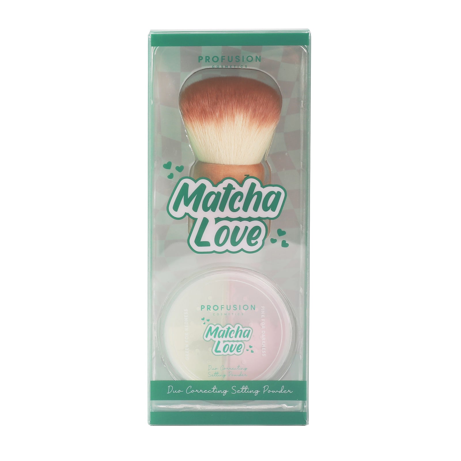 Matcha Love Correcting Powder & Kabuki Brush - Profusion Cosmetics UK